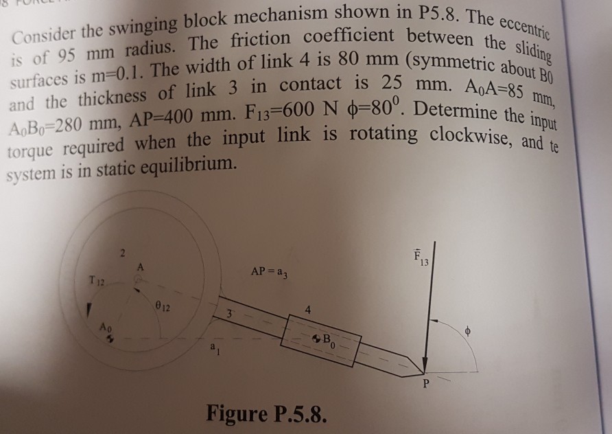 Solved Consider the swinging block mechanism shown in p is | Chegg.com
