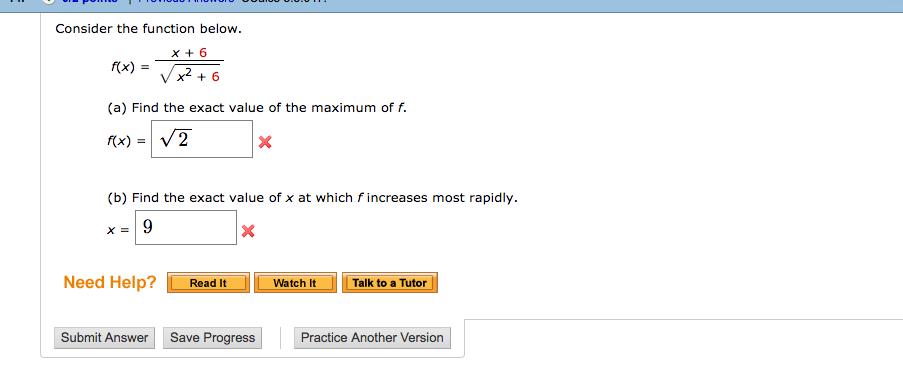 Solved Consider the function below. x 6 f(x) X2 6 (a) Find | Chegg.com