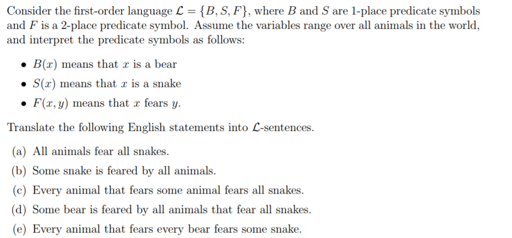 Solved Consider the first-order language L B, S, F, where B | Chegg.com