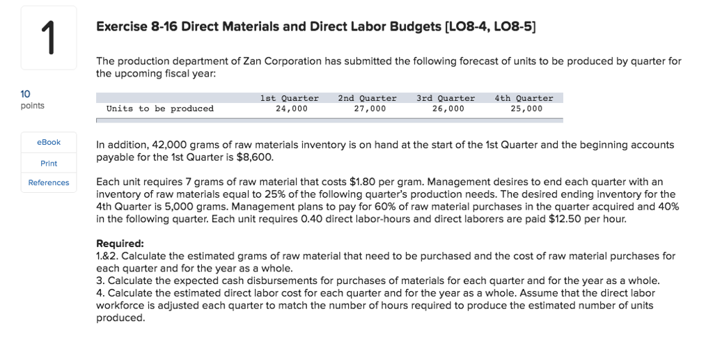 Solved Exercise 8-16 Direct Materials and Direct Labor | Chegg.com