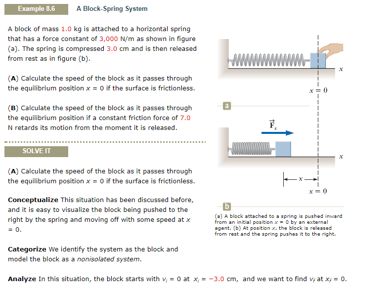 Solved Example 8.6 A Block-Spring System A block of mass 1.0 | Chegg.com