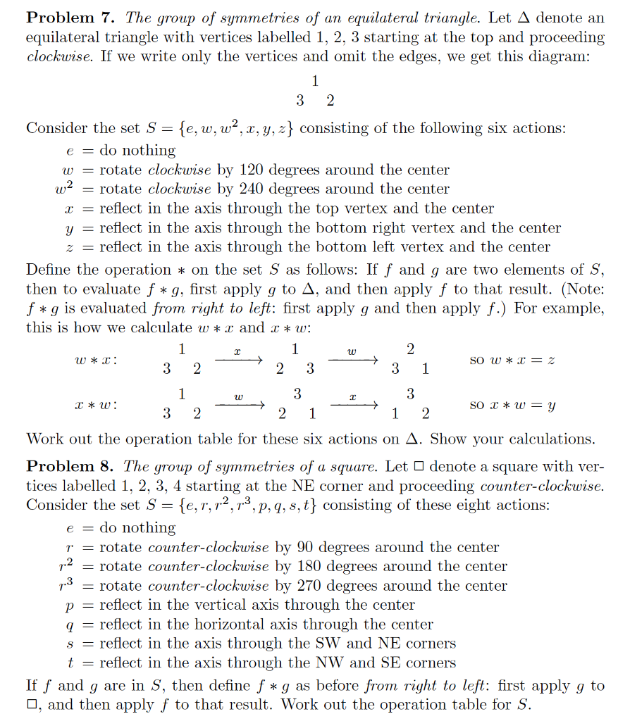 Solved Problem 7 . The group of symmetries of an equilateral | Chegg.com