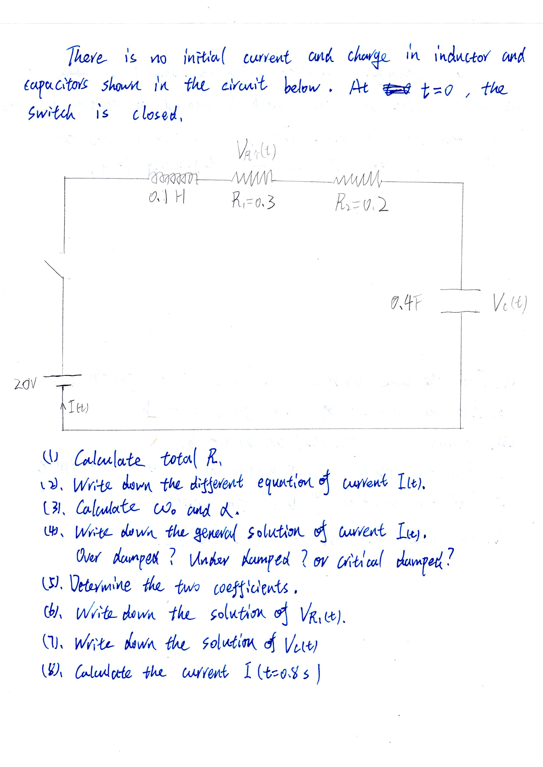 Solved There is no initial current change in inductor and | Chegg.com