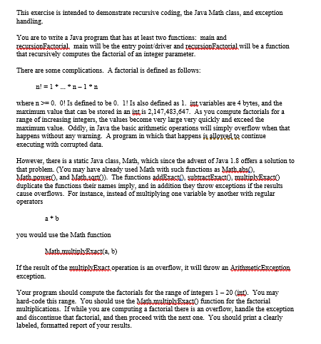 Solved This exercise is intended to demonstrate recursive | Chegg.com