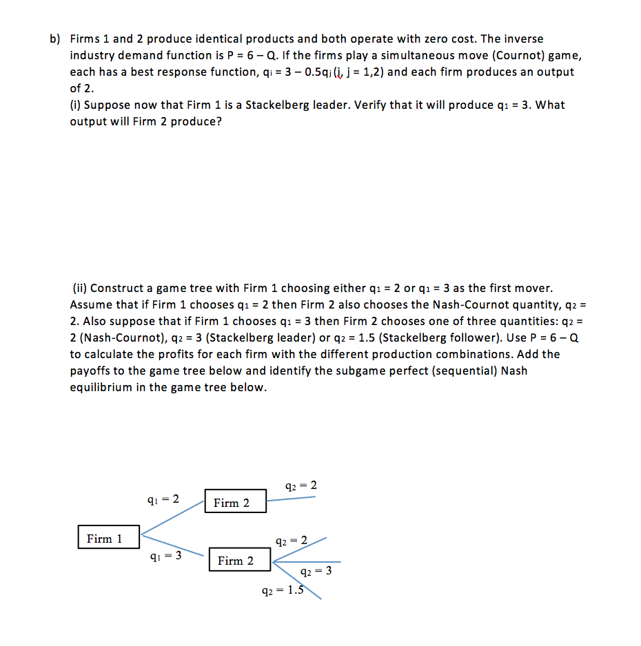Solved b) Firms 1 and 2 produce identical products and both | Chegg.com