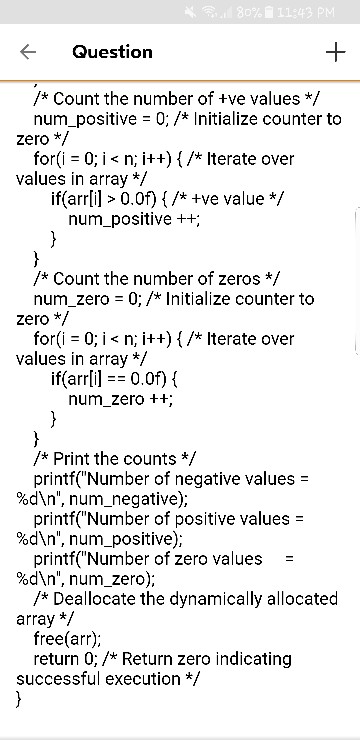 Solved 11:43 PM ← Question /* Count the number of tve values | Chegg.com