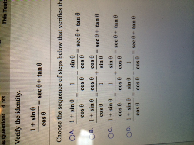 Solved Verify the identity. 1+sin theta/cos theta = sec | Chegg.com