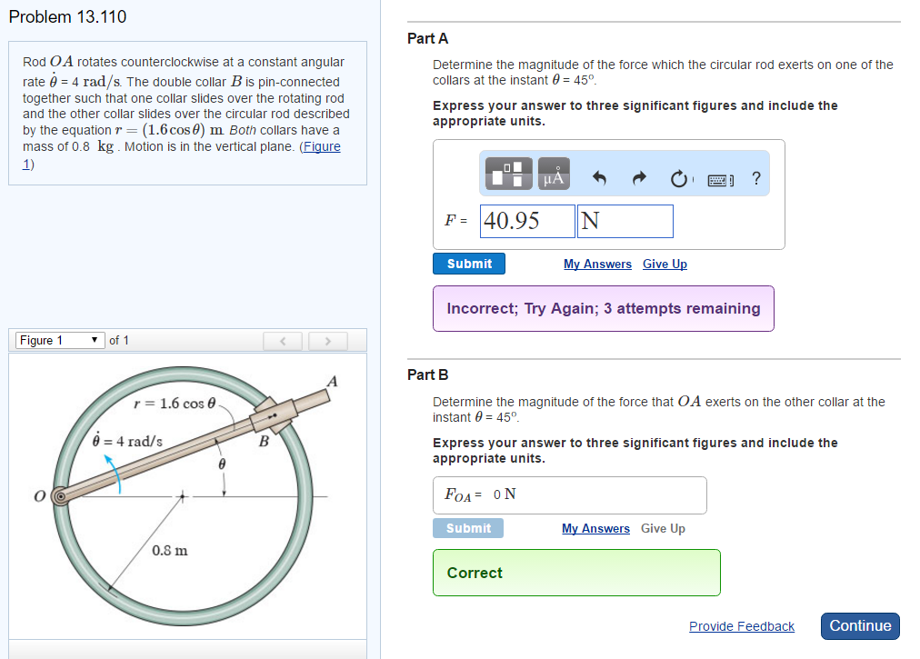Solved Rod Oa Rotates Counterclockwise At A Constant Angu 