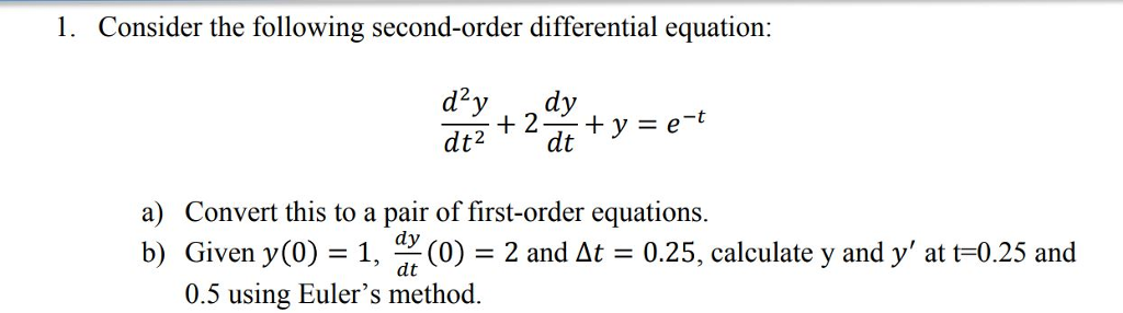 Solved 1. Consider the following second-order differential | Chegg.com