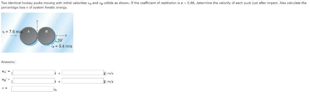 Solved Two identical hockey pucks moving with initial | Chegg.com