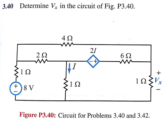 Solved Determine V_x in the circuit of Fig. P3.40 | Chegg.com