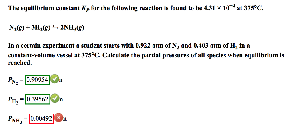 Solved The equilibrium constant Kp for the following | Chegg.com