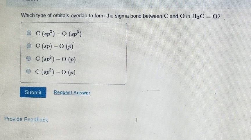 Solved Which Type Of Orbitals Overlap To Form The Sigma Bond