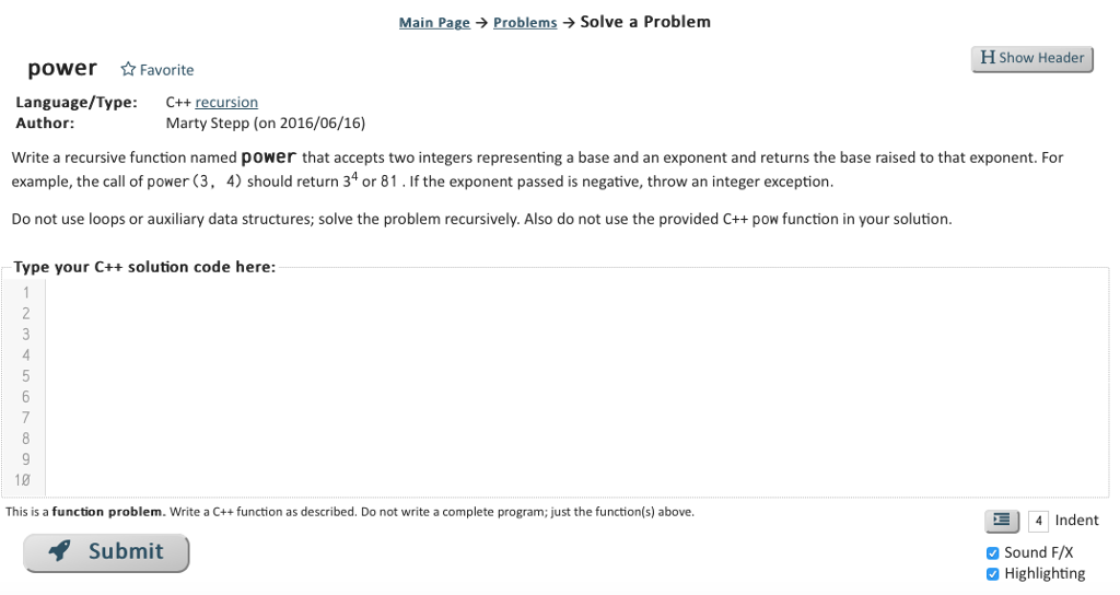 Solved MainPage→ Problems → Solve a Problem H Show Header | Chegg.com Solved MainPage→ Problems → Solve a Problem H Show Header | Chegg.com