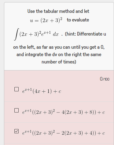 Solved Use the tabular method and let u(2r 3)2 to evaluate | Chegg.com