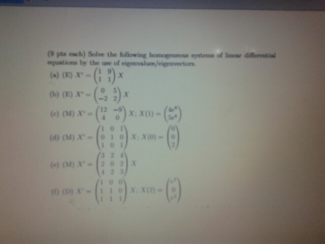 Solved Solve the following homogeneous systems of linear | Chegg.com