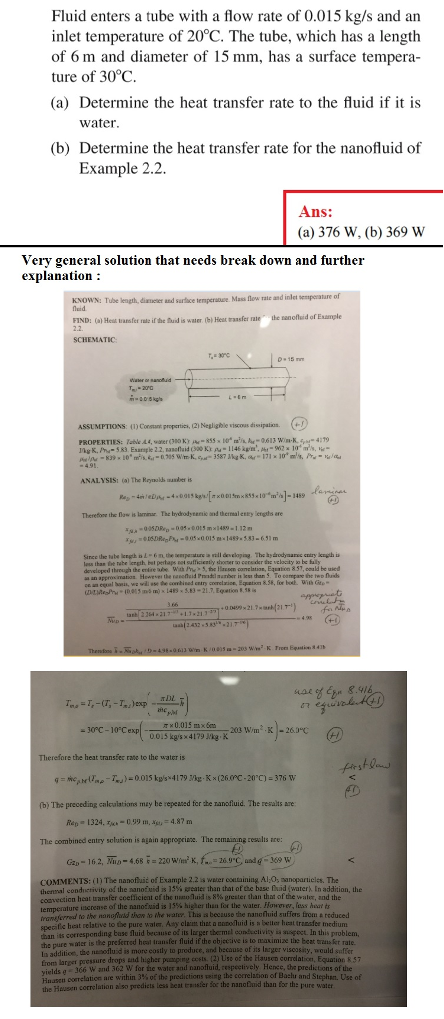 Solved Fluid enters a tube with a flow rate of 0.015 kg/s | Chegg.com
