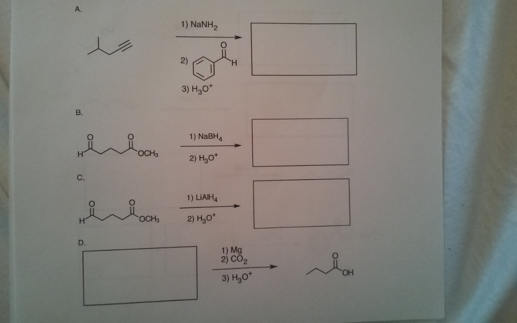 Solved OCH3 OCH3 1) NaNH 2) 3) H30 1) NaBH4 2) H30 1) LiAlH4 | Chegg.com