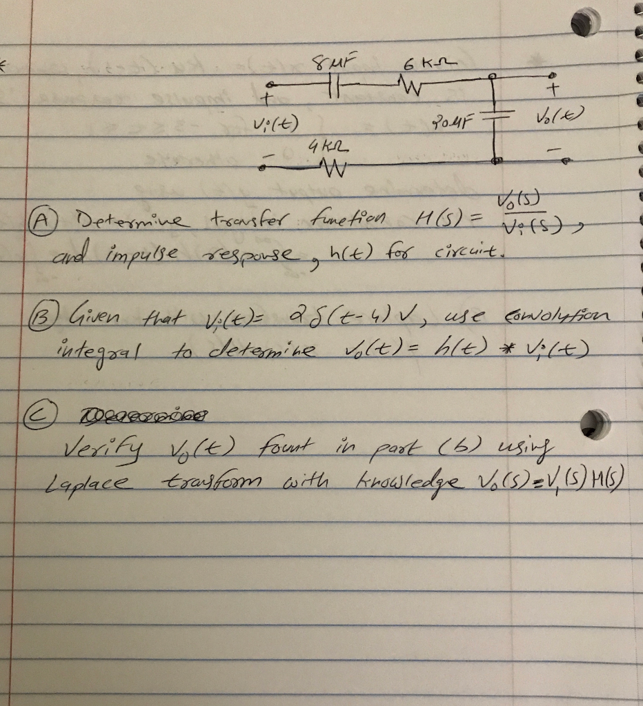 Solved Determine Transfer Function Hs V0svi S 7628