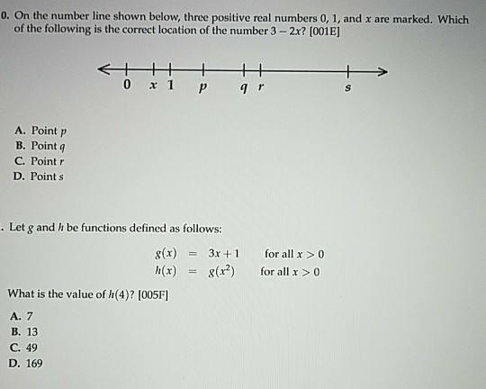 Solved 0. On the number line shown below, three positive | Chegg.com