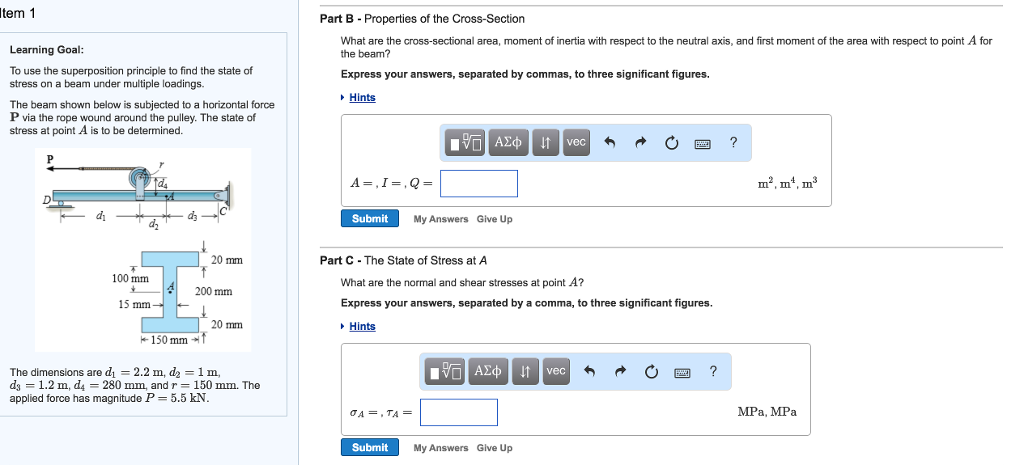 Solved Item 1 Part A Support Reactions and Internal Loading | Chegg.com