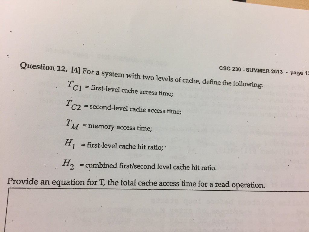 Solved CSC 230-sUMMER 2013 page 1 Question 12. [4l For a | Chegg.com