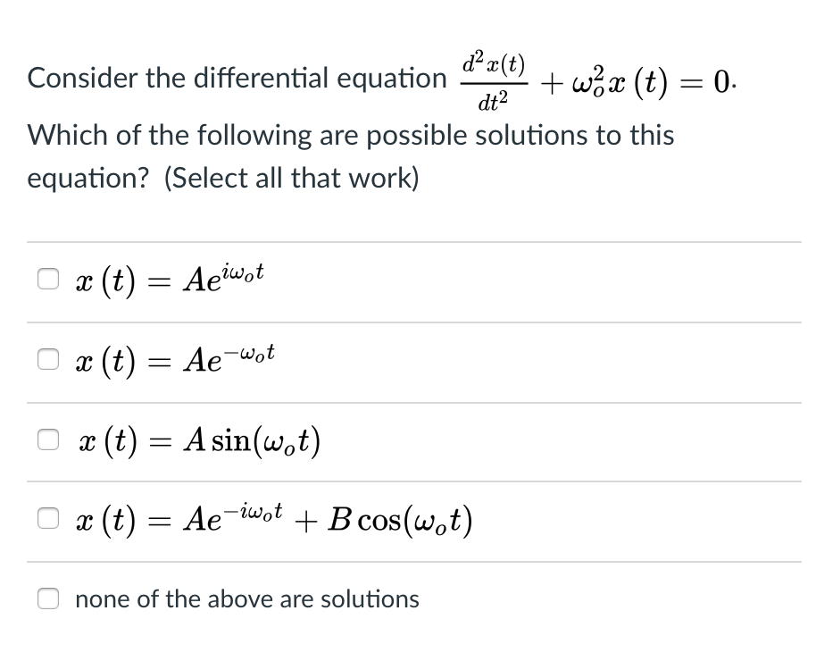 Solved d22() dt2 Consider the differential equation + a | Chegg.com