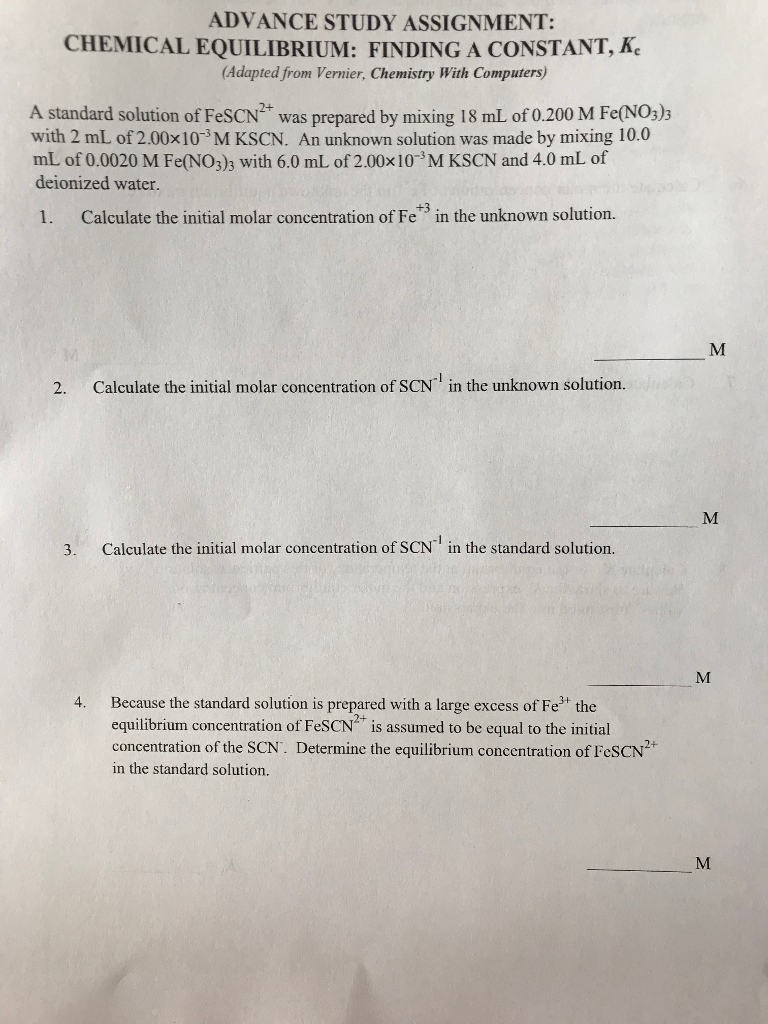 Solved ADVANCE STUDY ASSIGNMENT: CHEMICAL EQUILIBRIUM: | Chegg.com