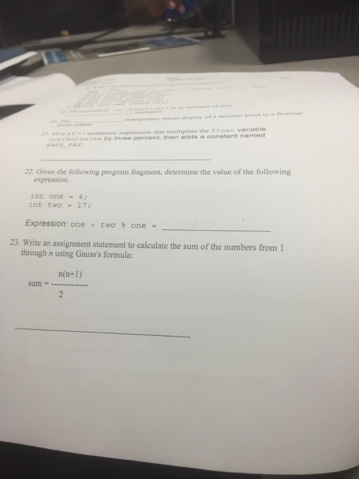 Solved Given the following program fragment, determine the | Chegg.com
