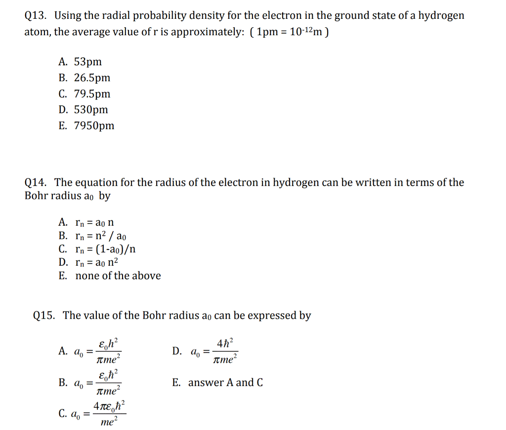 Solved 013. Using the radial probability density for the | Chegg.com