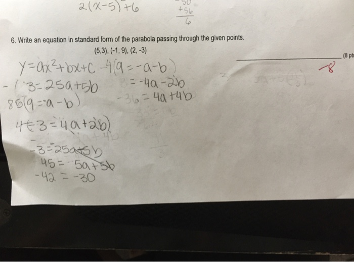 Solved Write an equation in standard form of the parabola | Chegg.com