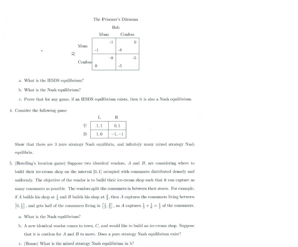 The Prisoner's Dilemma What is the IESDS | Chegg.com