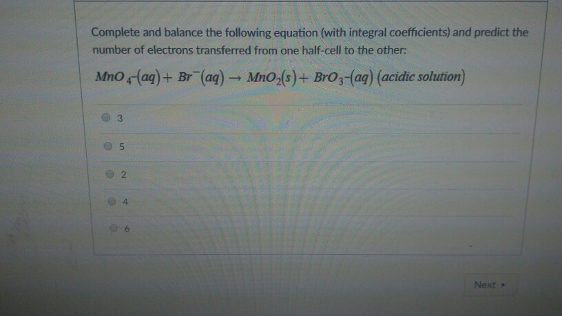 Solved Complete and balance the following equation (with | Chegg.com