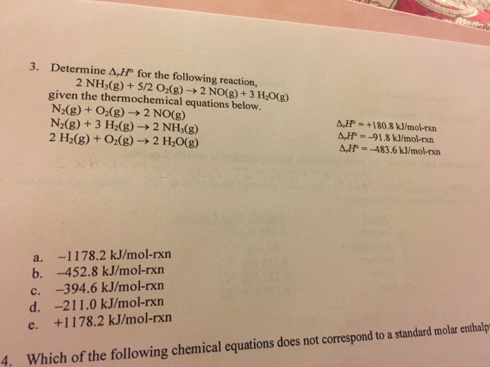 Solved determine (delta)rH for the following reaction, | Chegg.com