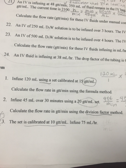 An IV is infusing at 48 gtt/min; 350 mL of fluid | Chegg.com