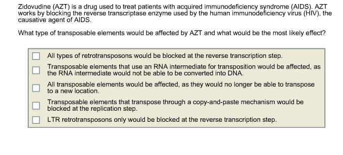 Solved Zidovudine (AZT) is a drug used to treat patients | Chegg.com