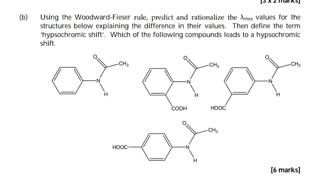 Solved (b) Using the Woodward-Fieser rule, predict and | Chegg.com