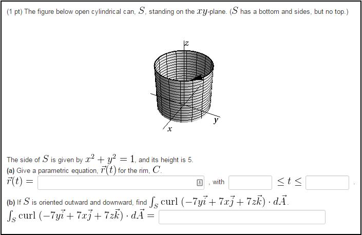 Solved The figure below open cylindrical can, S, standing on | Chegg.com