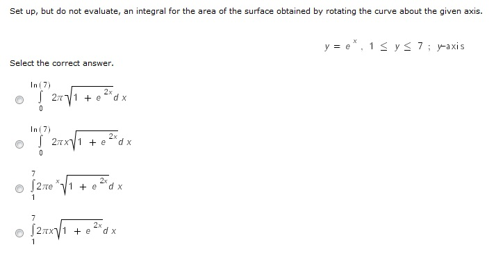 Solved Set up, but do not evaluate, an integral for the area | Chegg.com
