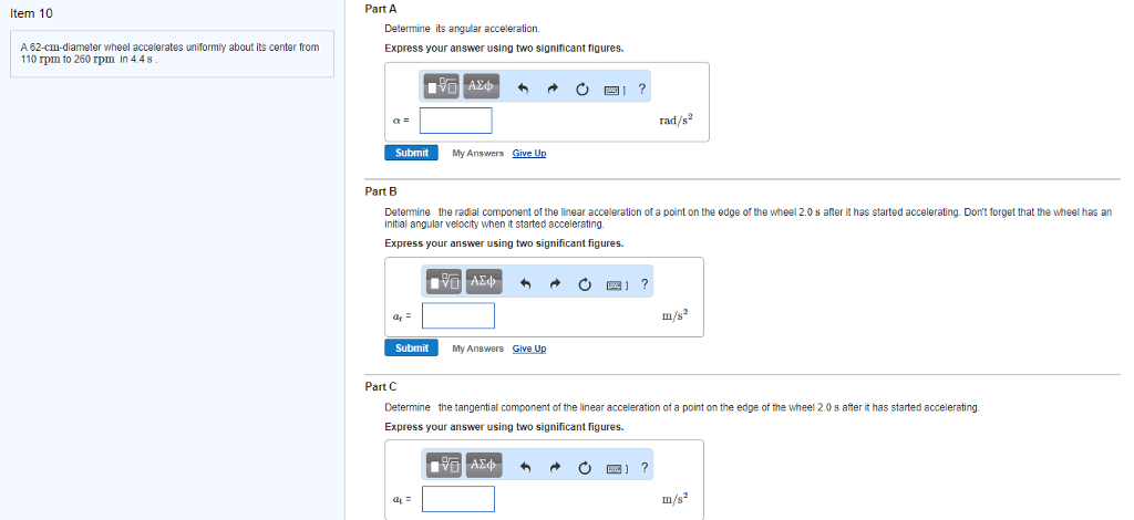 Solved Part A Item 10 Determine its angular acceleration. | Chegg.com