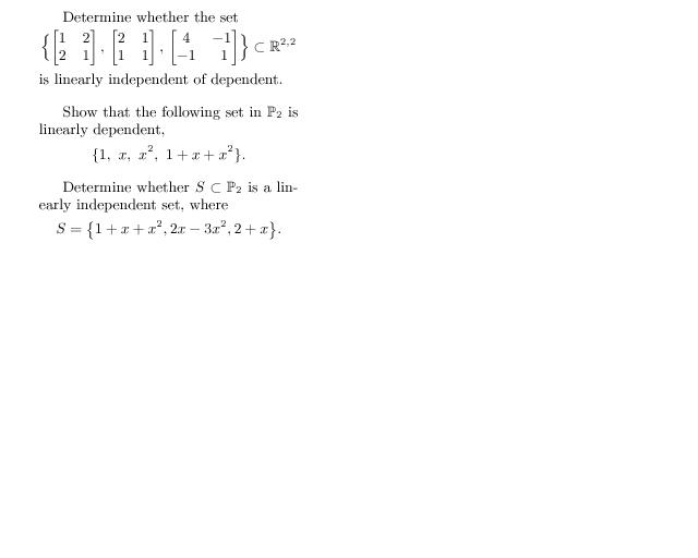 Solved Determine whether the set R2, 2 is linearly | Chegg.com