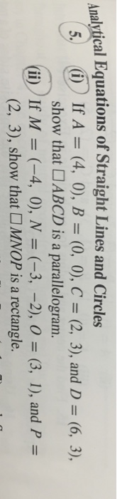 Solved Analytical Equations of Straight Lines and Circles | Chegg.com