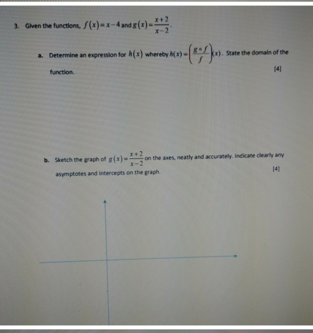 Solved 3. Given the functons, )-4andg(r)- x+ 2 r-2 (빤 a. | Chegg.com