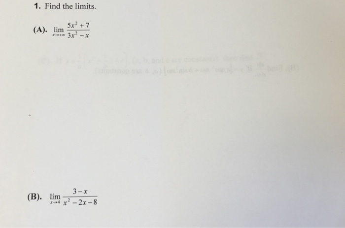 Solved Find the limits. lim_x rightarrow infinity 5x^2 + | Chegg.com