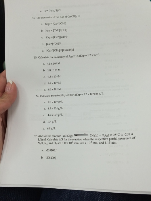 Solved The expression of the Ksp of Ca(OH)2 is: Calculate | Chegg.com