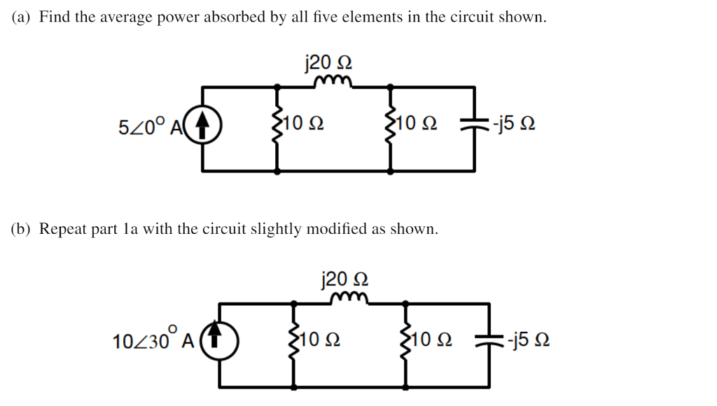 Solved (a) Find the average power absorbed by all five | Chegg.com