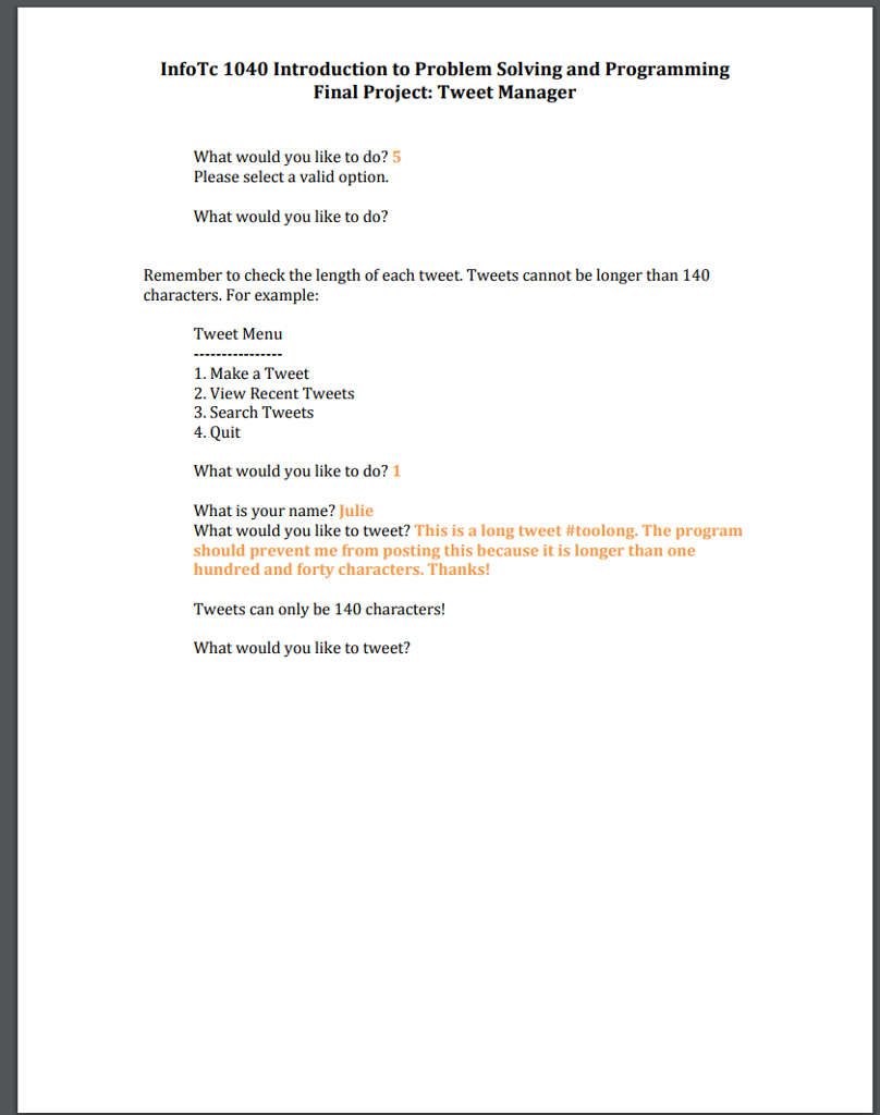 Solved InfoTc 1040 Introduction to Problem Solving and | Chegg.com