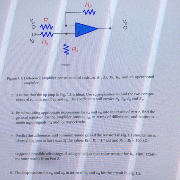 Difference amplifier constructed of resistors R1, R2, | Chegg.com
