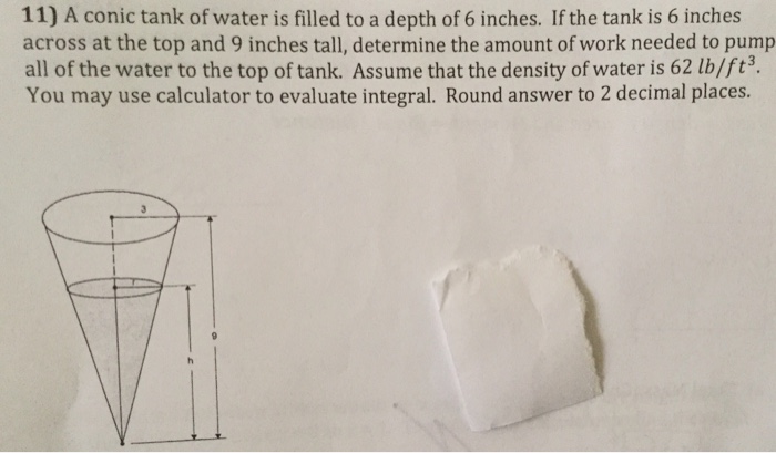 Solved A conic tank of water is filled to a depth of 6 | Chegg.com