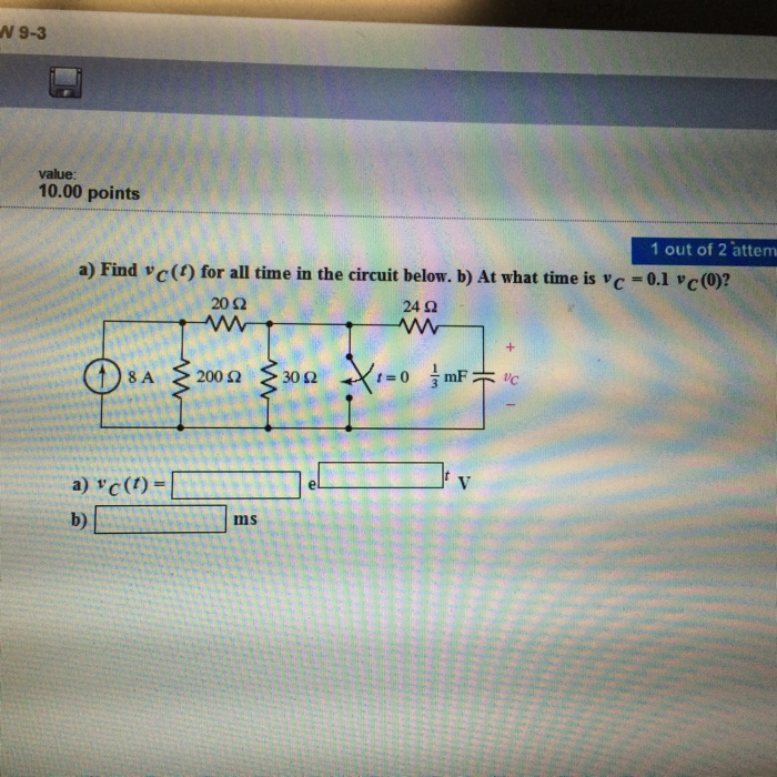 Solved Find vC(t) for all time in the circuit below. B) Ar | Chegg.com